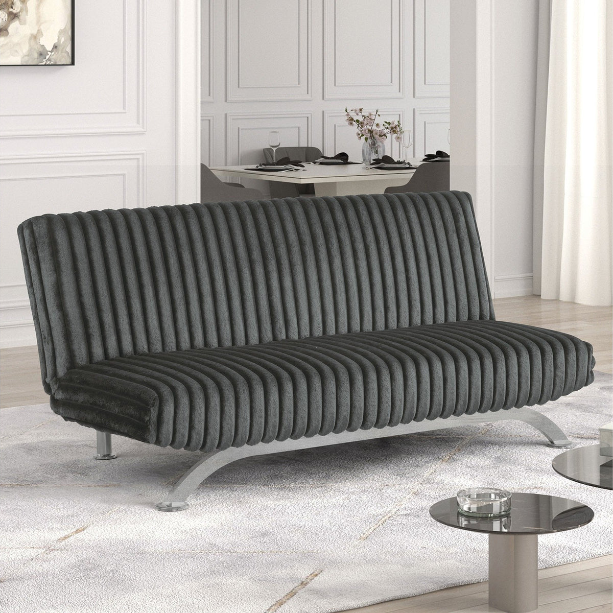 Furniture of America Villeneuve Charcoal Futon Sofa Bed | Ornate Home