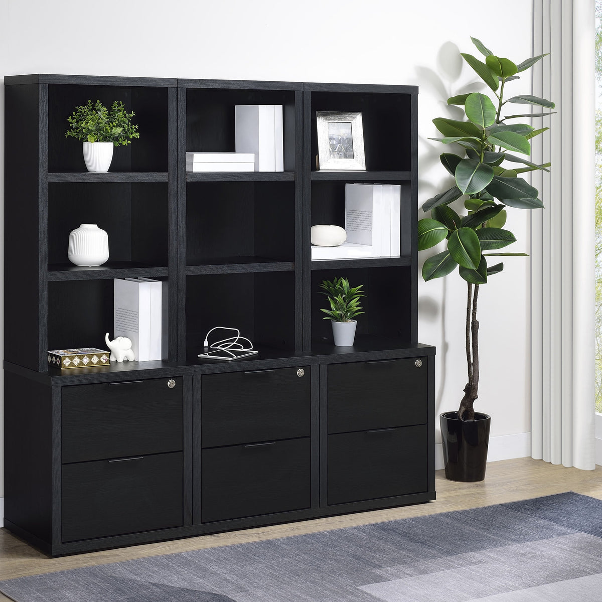 Coaster Westpark Black 3-piece Wall Unit Bookcase Set with USB | Ornate ...
