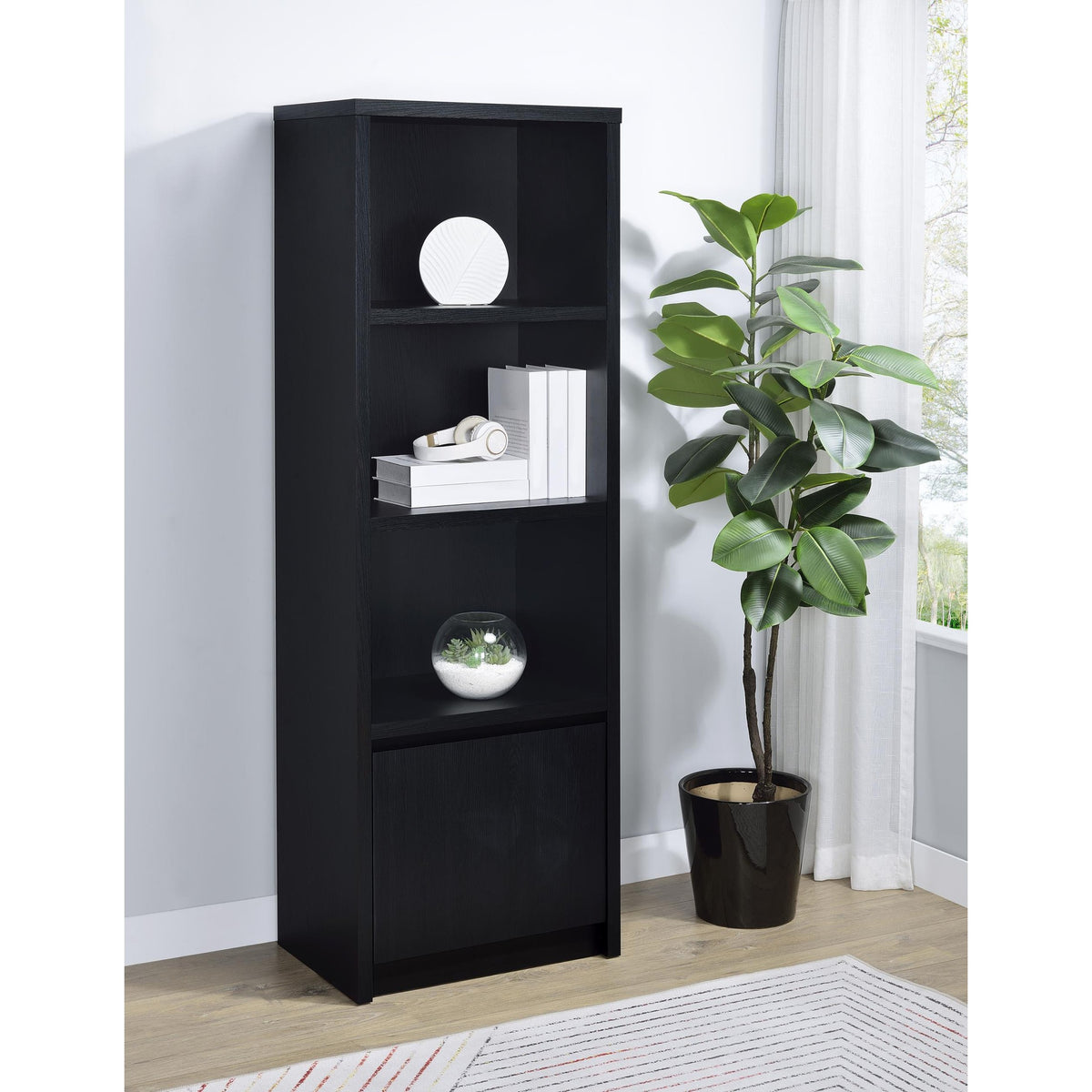 Coaster Winfield Black 3-shelf Media Tower Entertainment Pier | Ornate Home