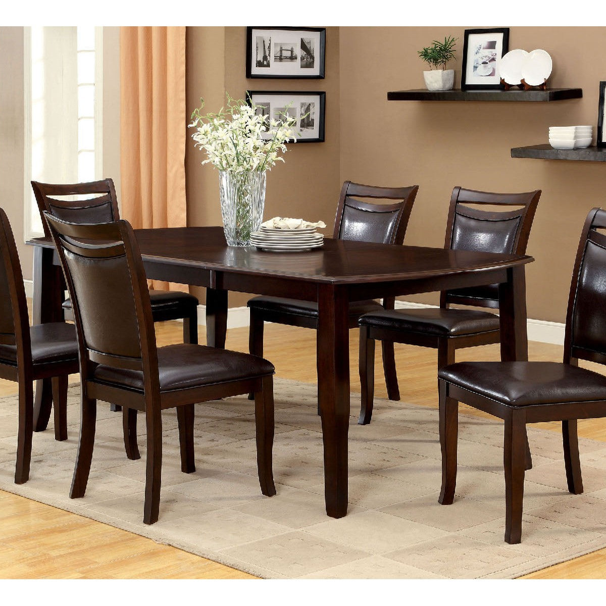 Furniture of America Woodside Dark Cherry/Espresso 7 Pc. Dining Room ...