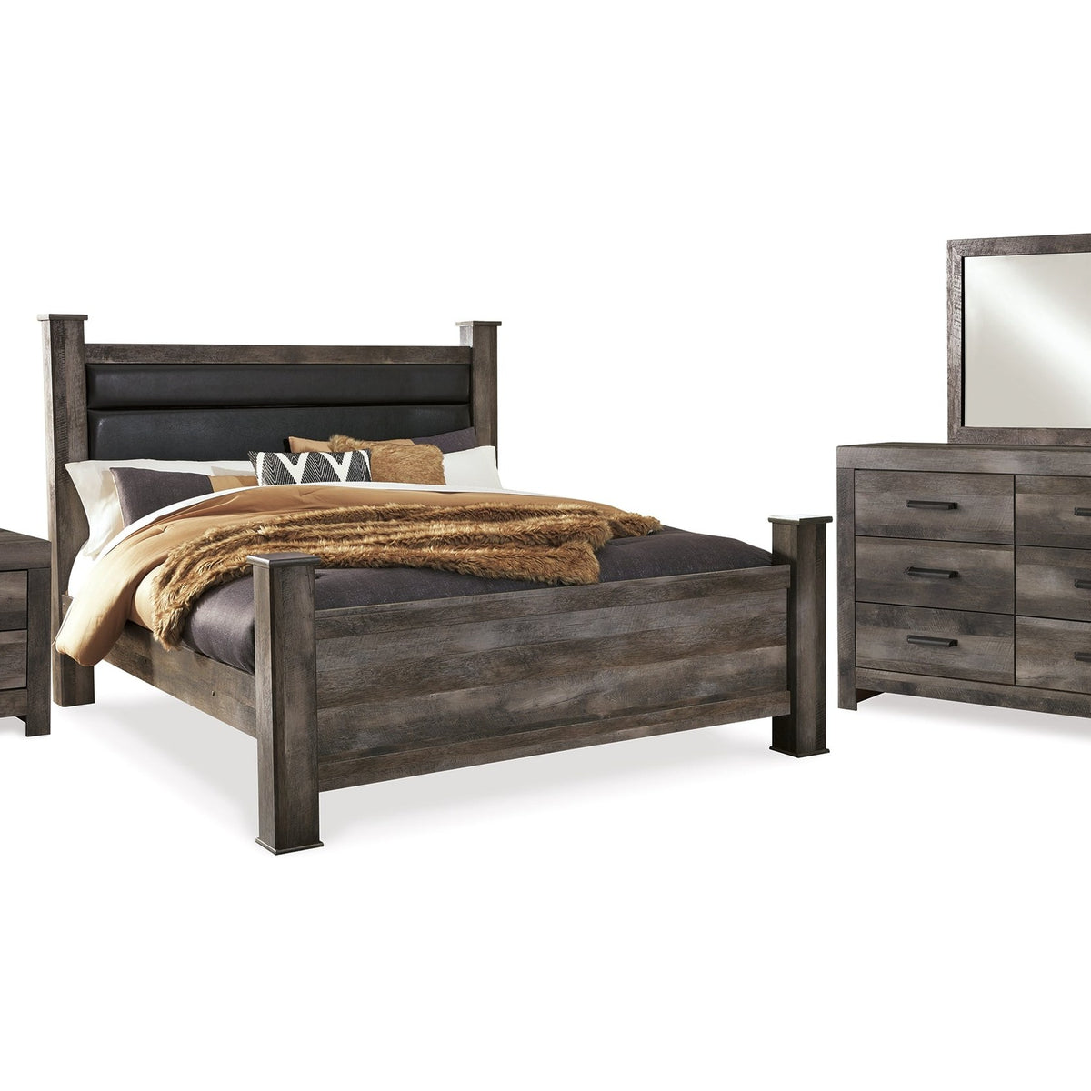 Ashley Furniture Wynnlow Gray King Poster Bedroom Set with Dresser ...