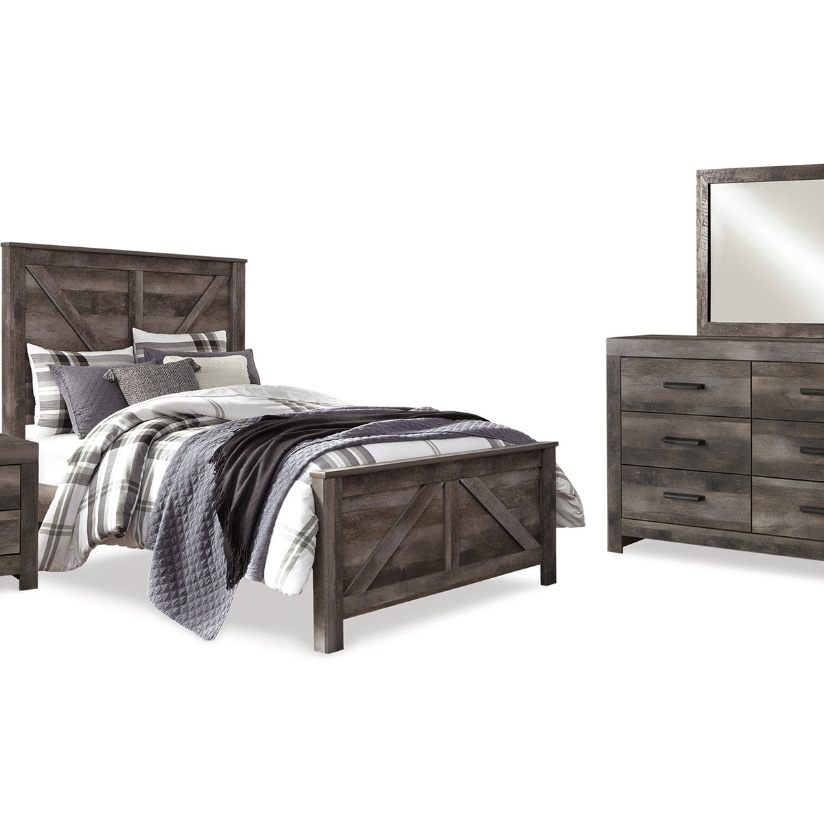 Ashley Furniture Wynnlow Gray Queen Crossbuck Panel Bedroom Set with ...