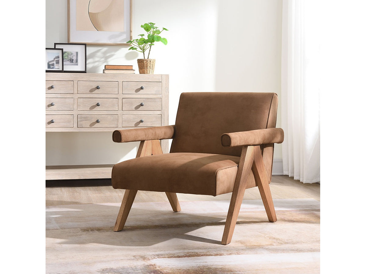 ACME Zoey Chocolate/Oak Accent Chair | Ornate Home