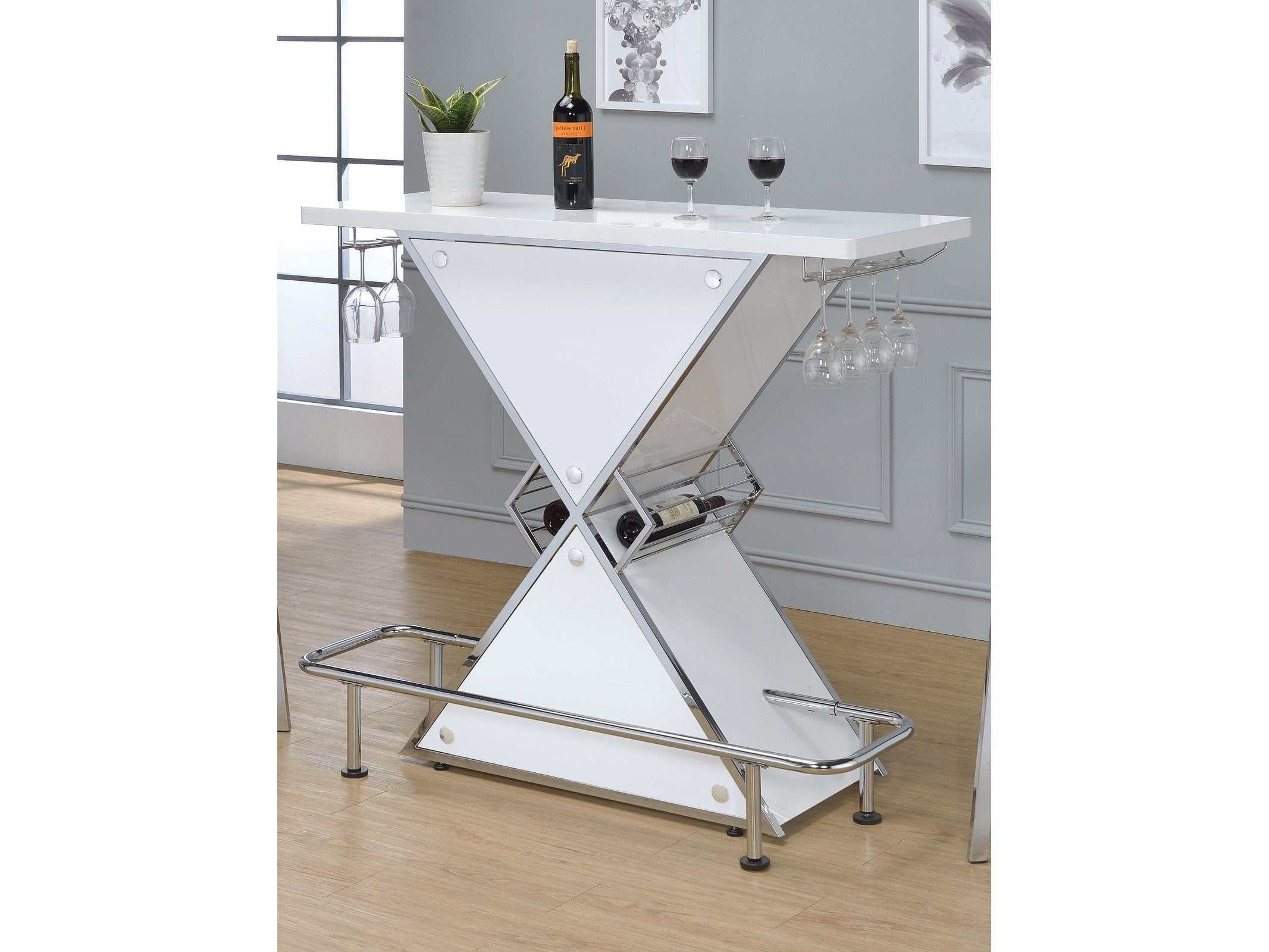 Rex Glossy White X Shape Bar Unit