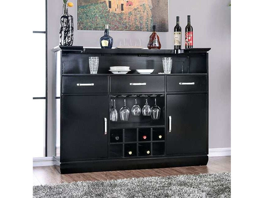 Furniture of America Alena Black/Silver Bar Table w/ LED Touch Light ...