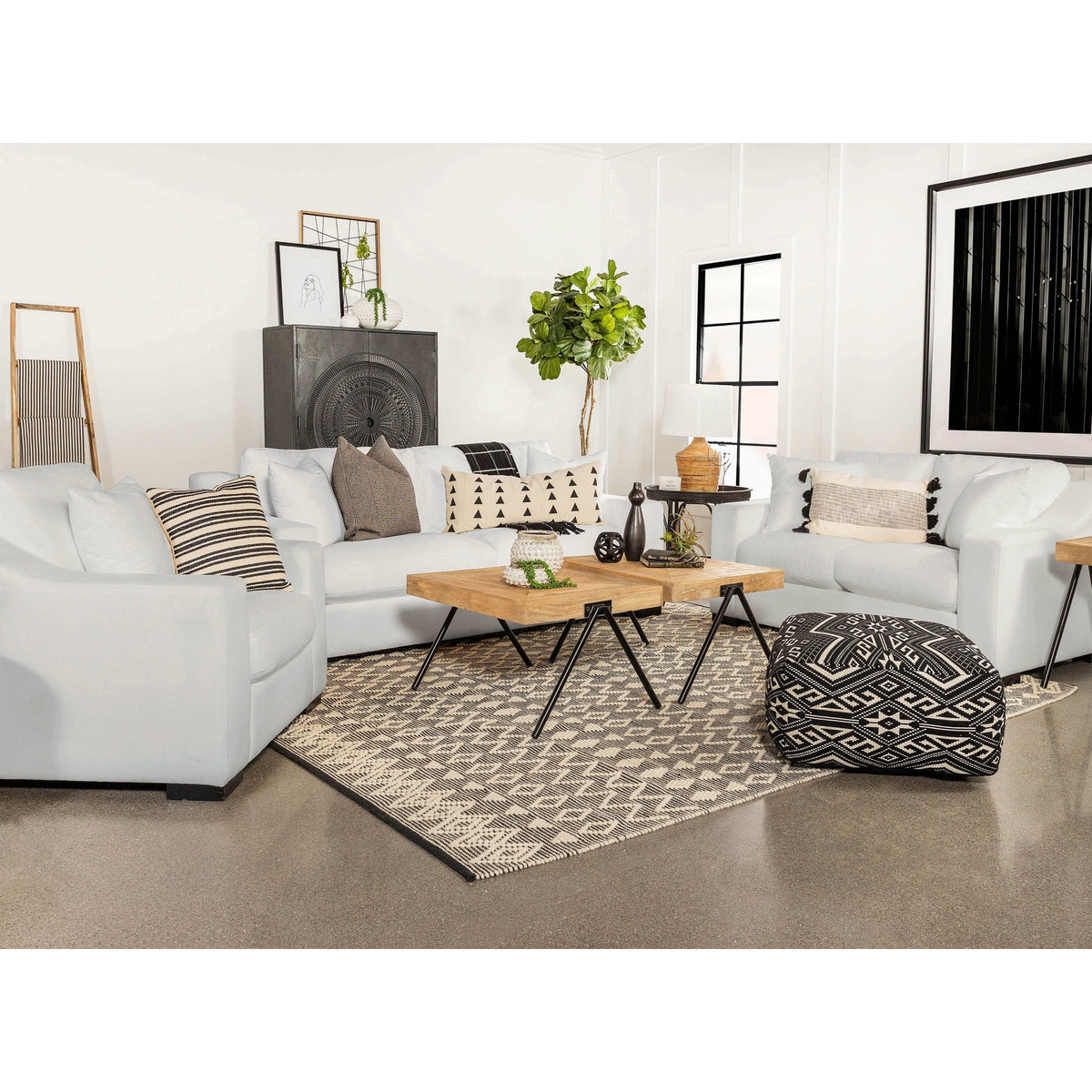 Coaster Ashlyn White 3 Pc Sofa Set | Ornate Home