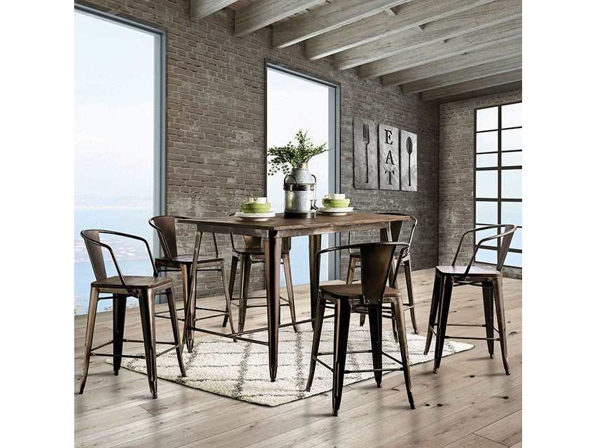 Furniture of America Cooper Dark Bronze/Dark Oak Counter Height Table ...