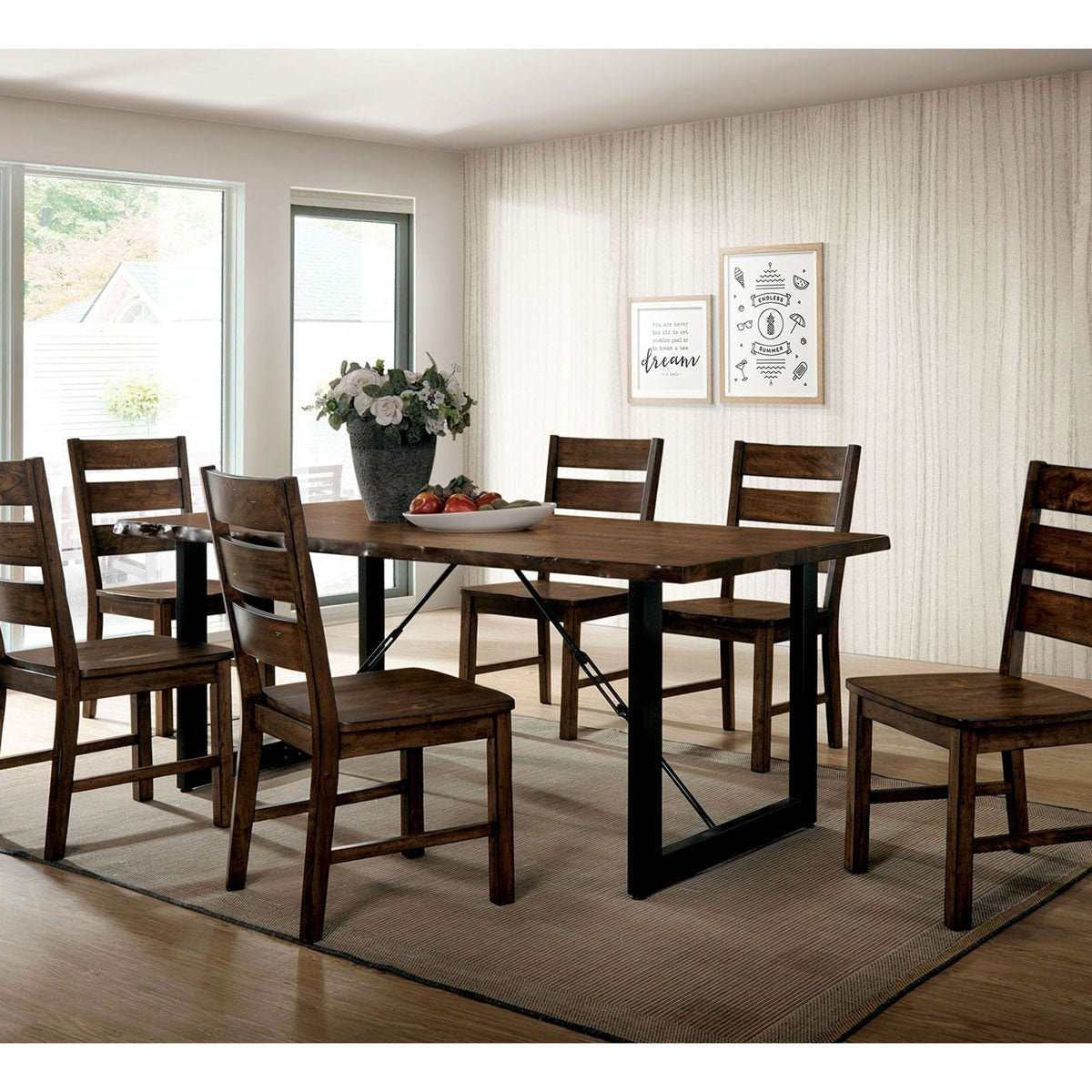 Furniture of America Dulce Walnut & Black 7pc Dining Room Set | Ornate Home
