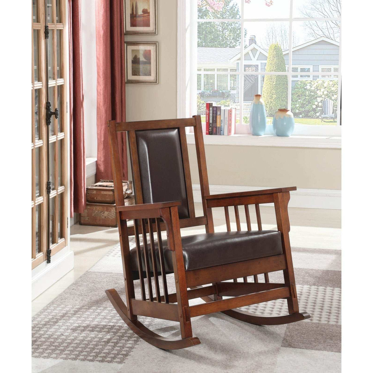 Coaster Elwood Tobacco & Dark Brown Rocking Chair | Ornate Home