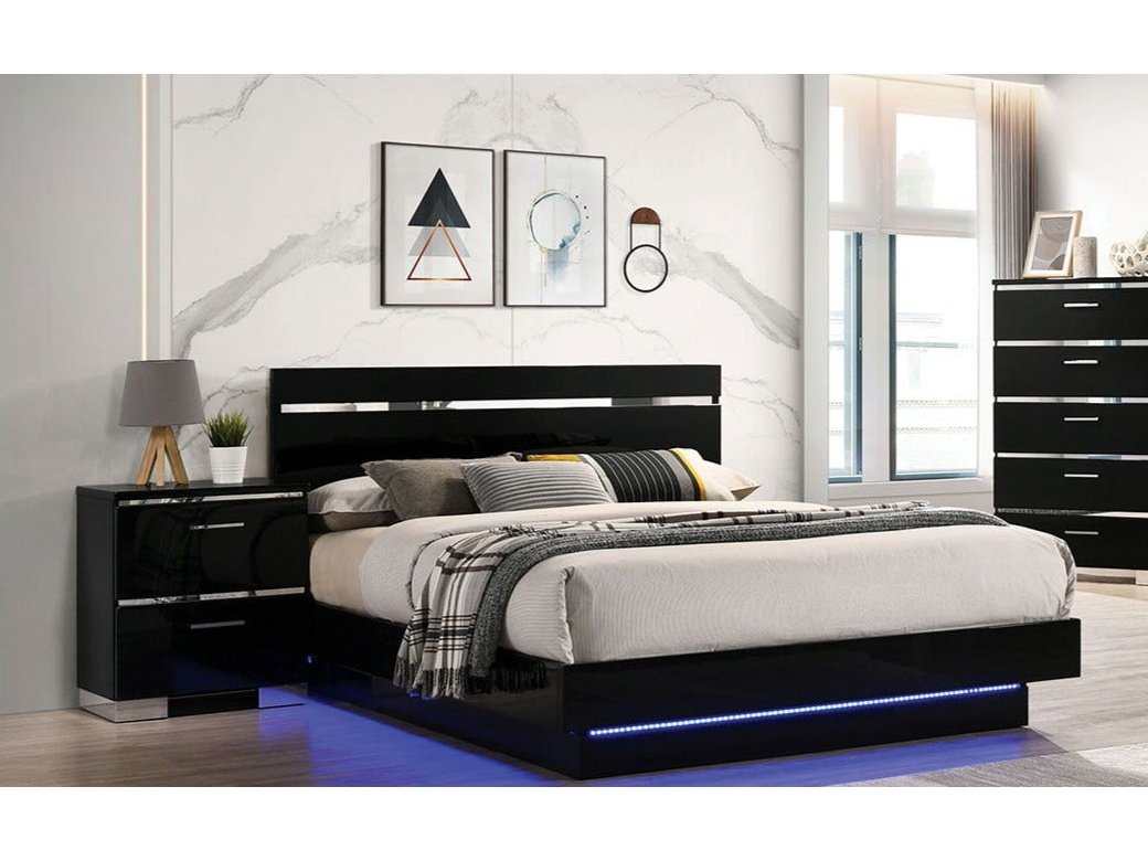 Furniture of America Erlach Black & Chrome Queen Bed | Ornate Home
