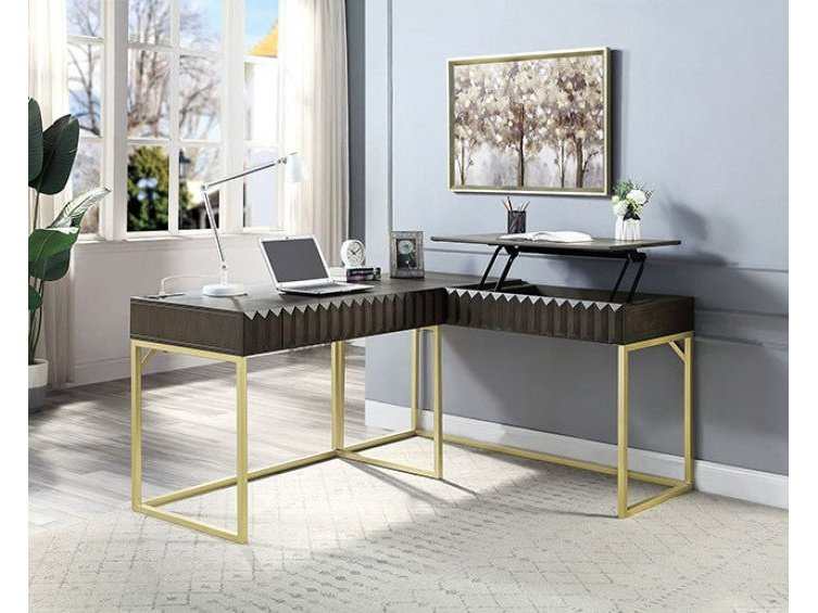 Furniture of America Freiburg Walnut Corner Desk | Ornate Home