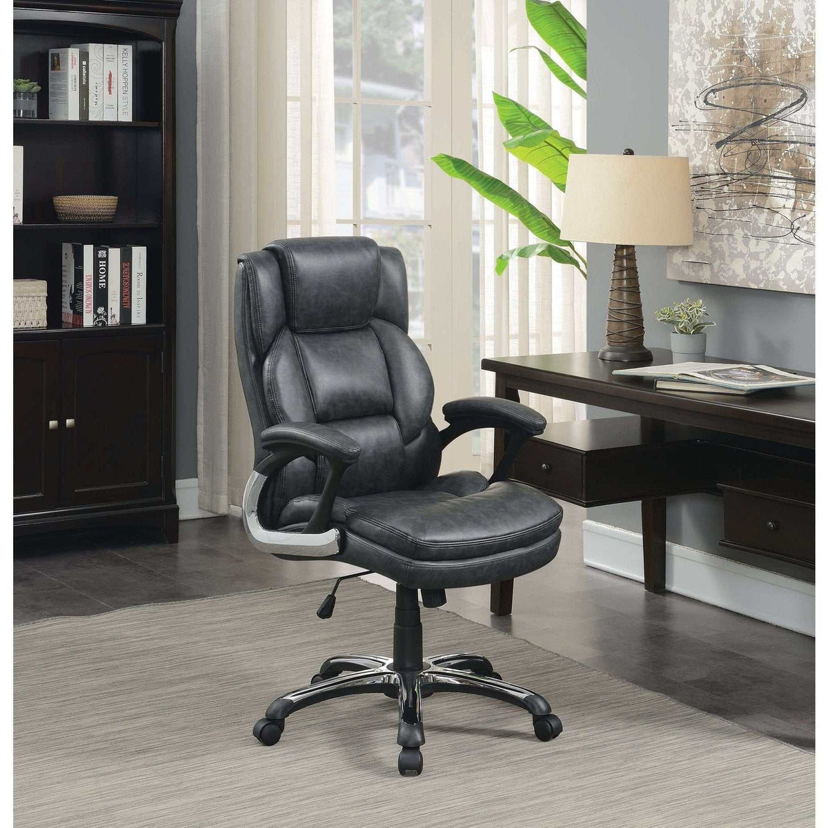 Coaster Geor Grey & Black Office Chair w/ Padded Arm | Ornate Home
