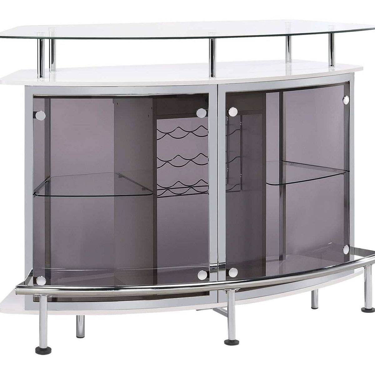 Coaster Gideon White High Gloss / Chrome Home Bar | Ornate Home