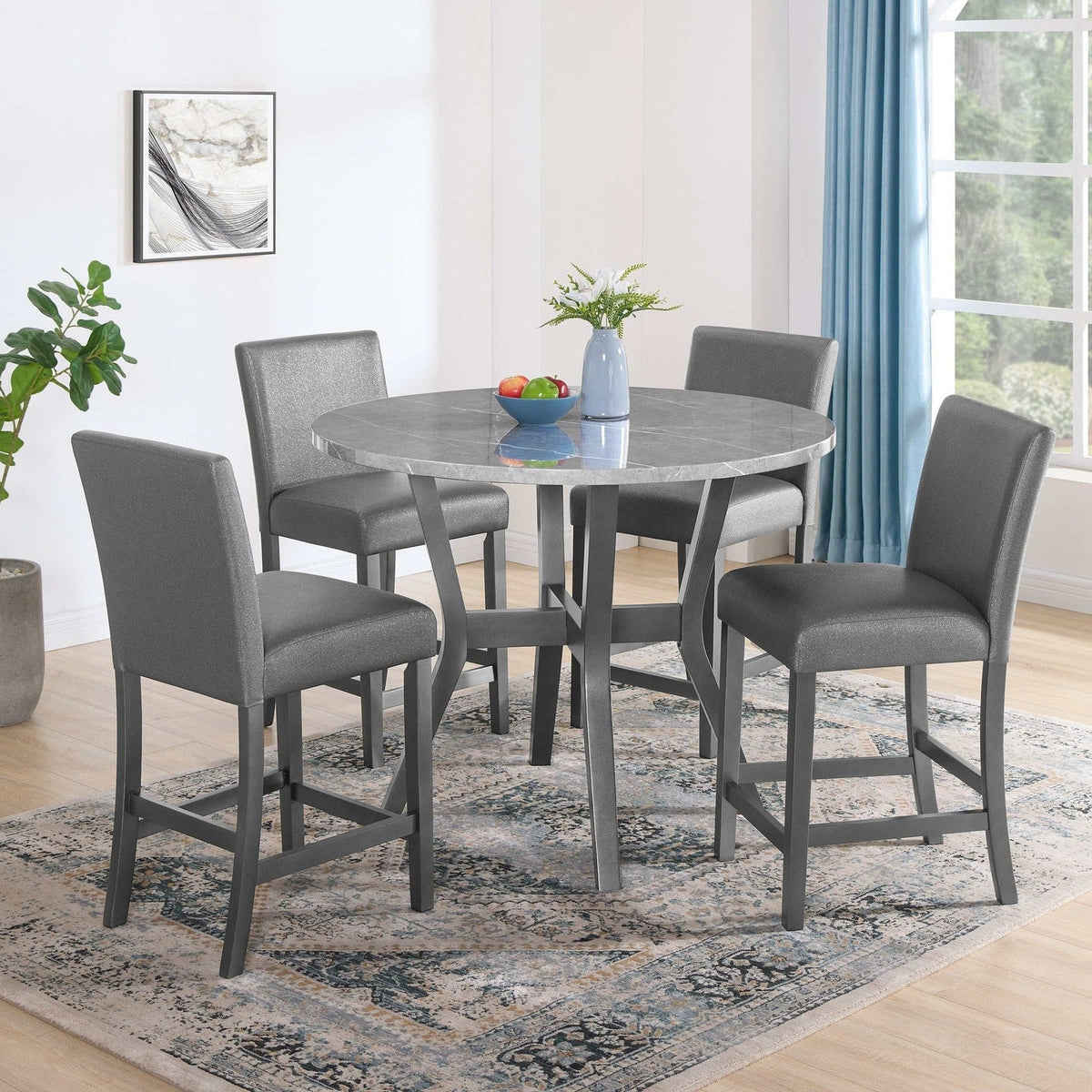 Crown Mark Judson Glitter Gray 5-Piece Counter Height Dining Set ...