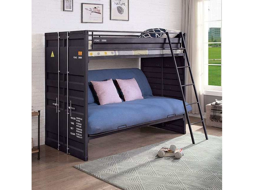 Furniture of America Lafray Black Twin Bunk Bed w/ Futon Base | Ornate Home