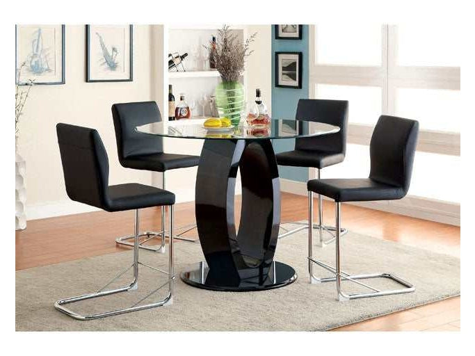 Furniture of America Lodia Black Round Counter Height Table | Ornate Home