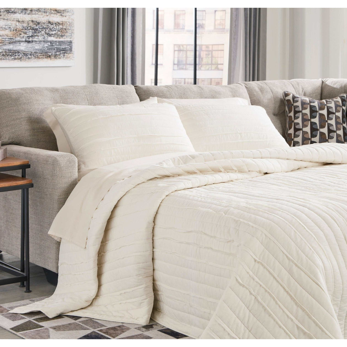 Ashley Furniture Mahoney Pebble 2pc Sectional Full Sleeper Sofa w/ RAF ...