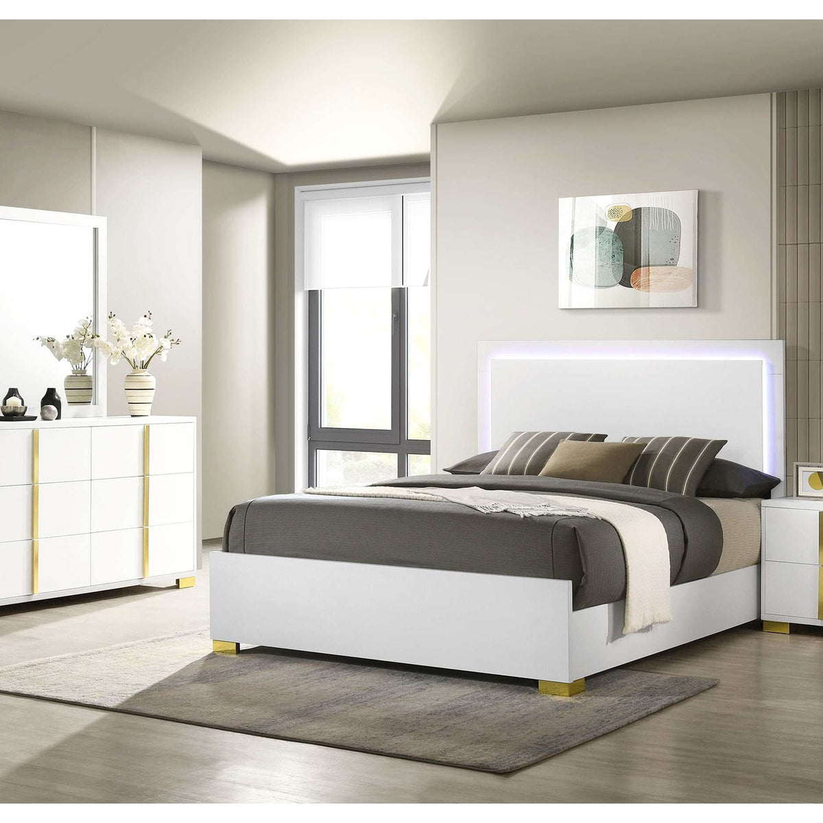 Coaster Marceline White Full Bed 4 Pc Set | Ornate Home