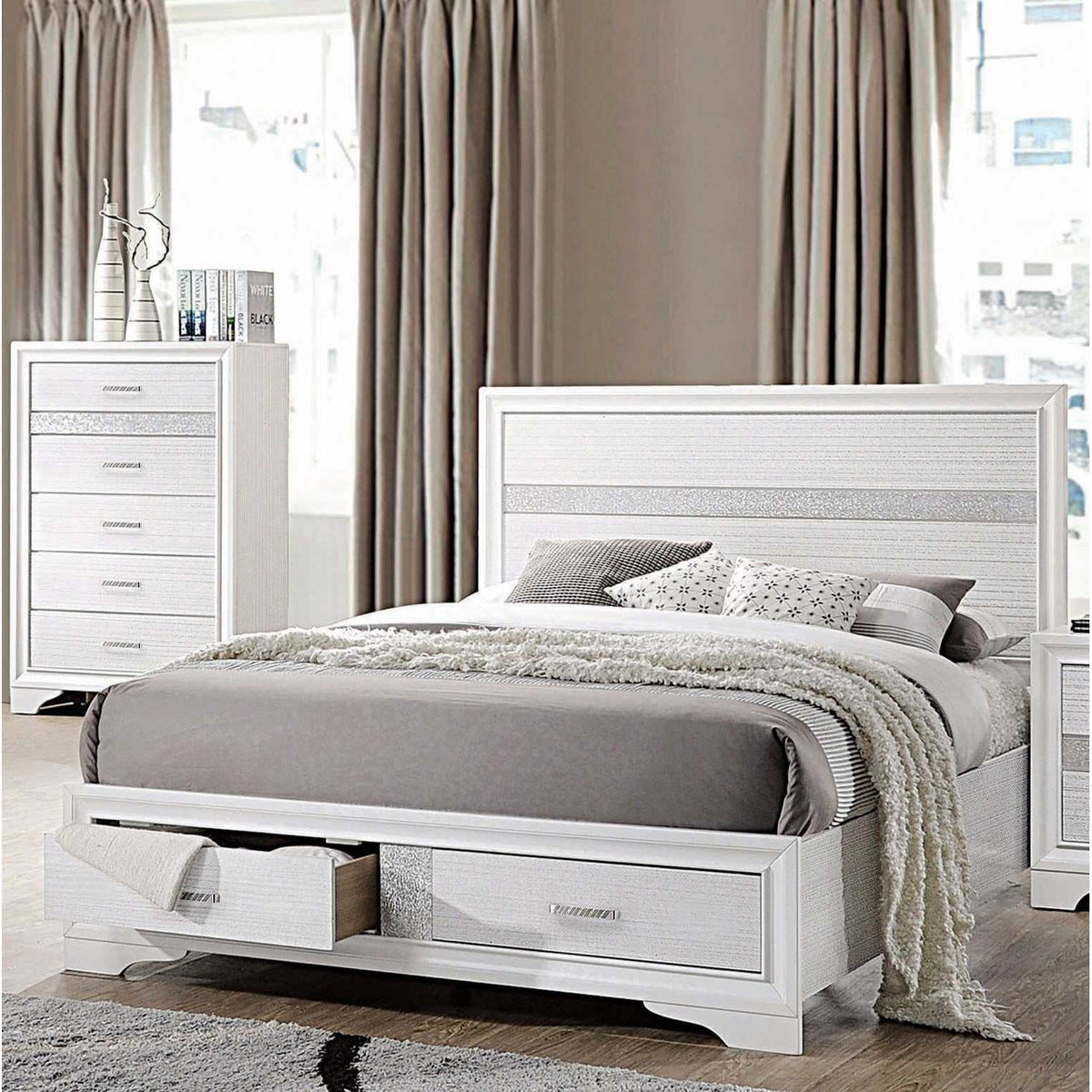 Coaster Miranda White Queen Storage Bed | Ornate Home