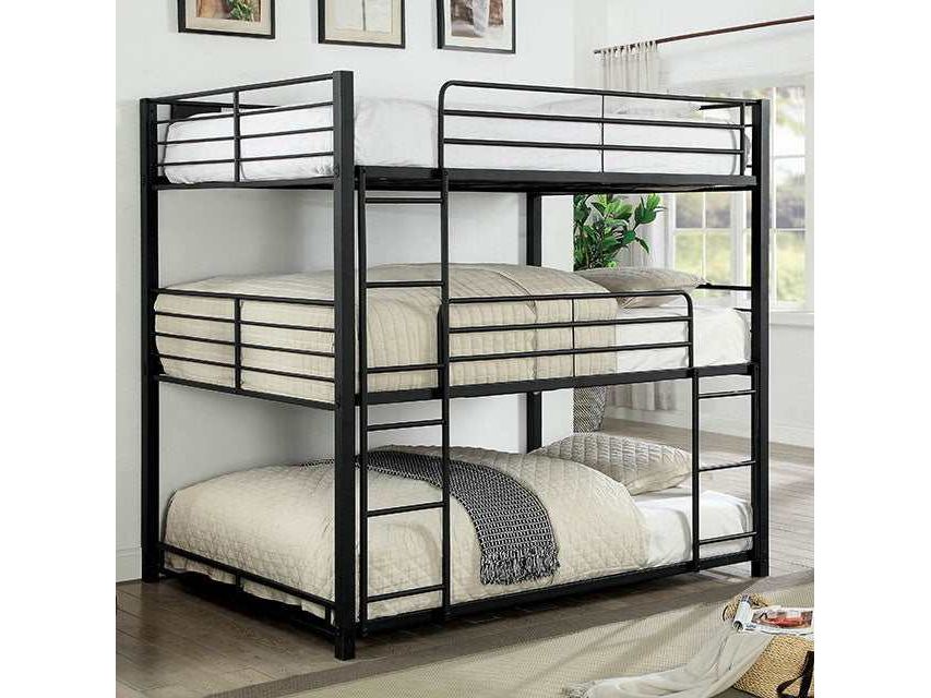 Furniture of America Olga Sand Black Full Triple Decker Bed | Ornate Home