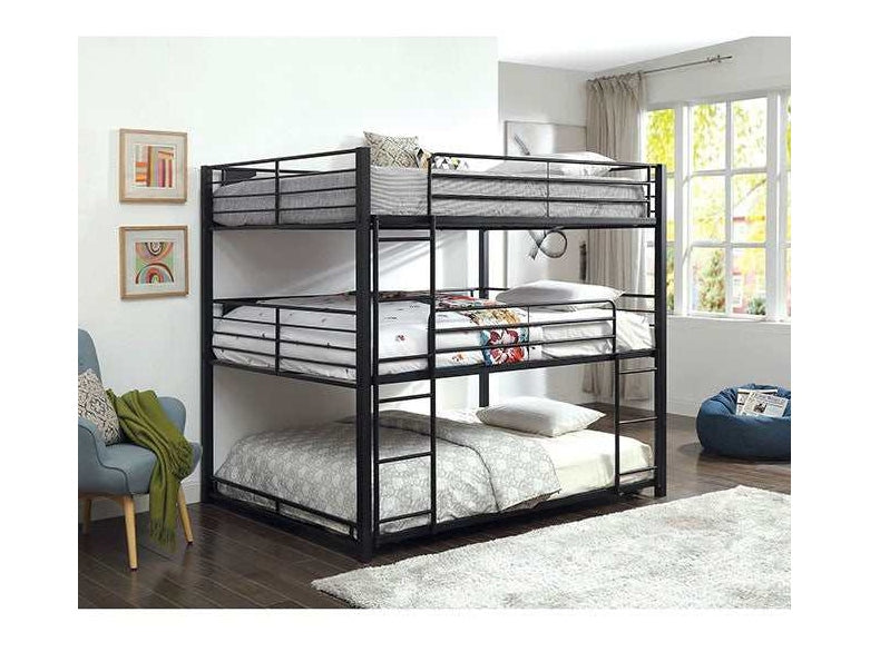 Furniture of America Olga Sand Black Queen Triple Decker Bed | Ornate Home