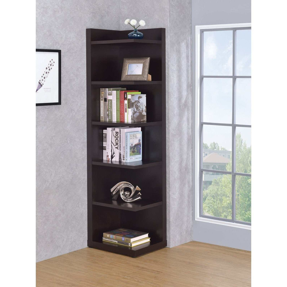Coaster Pinckard Cappuccino 6 Tier Corner Bookcase | Ornate Home
