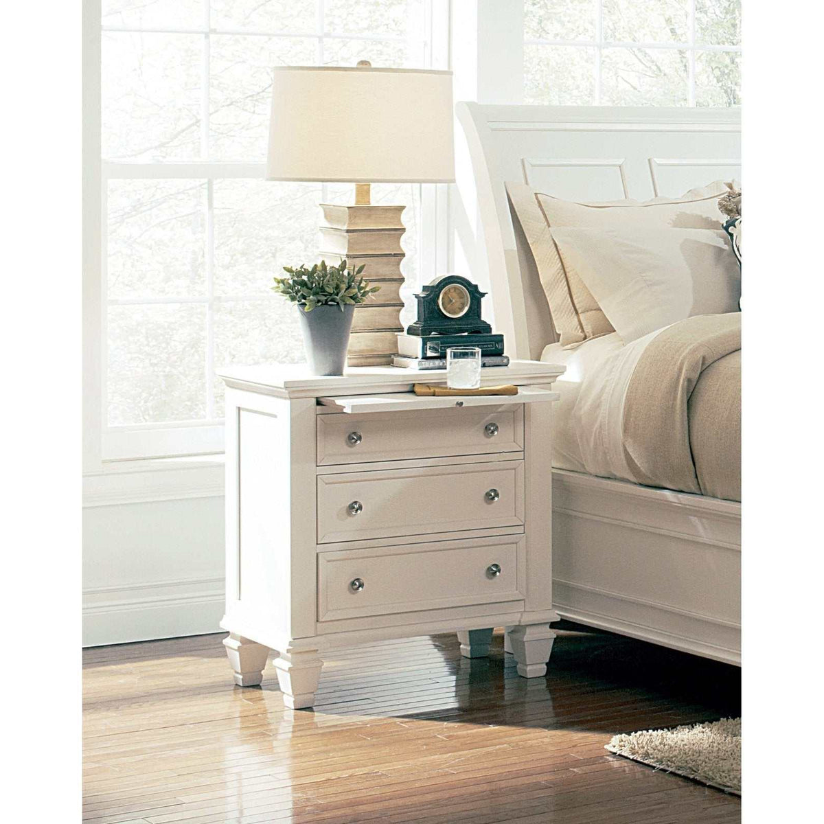 Coaster Sandy Beach White Nightstand | Ornate Home