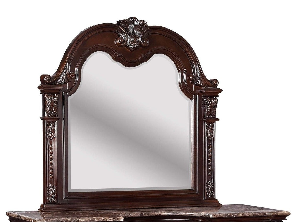 Crown Mark Stanley Cherry Brown Bedroom Mirror | Ornate Home