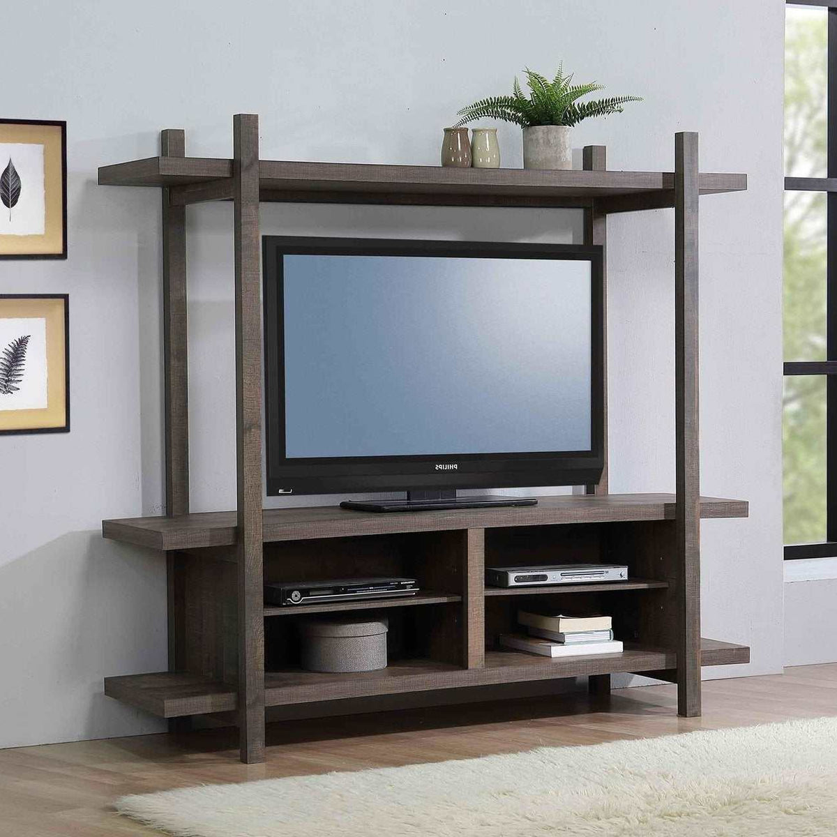Crown Mark Tacoma Brown 65" Entertainment Center | Ornate Home