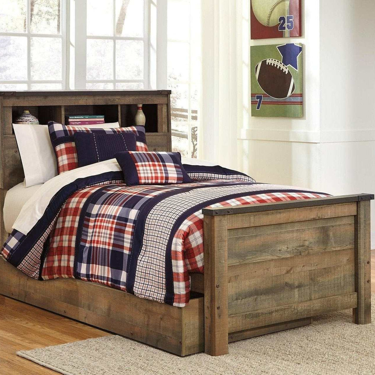 Ashley Furniture Trinell Twin Bookcase Bed w/ 1 Large Storage Drawer ...