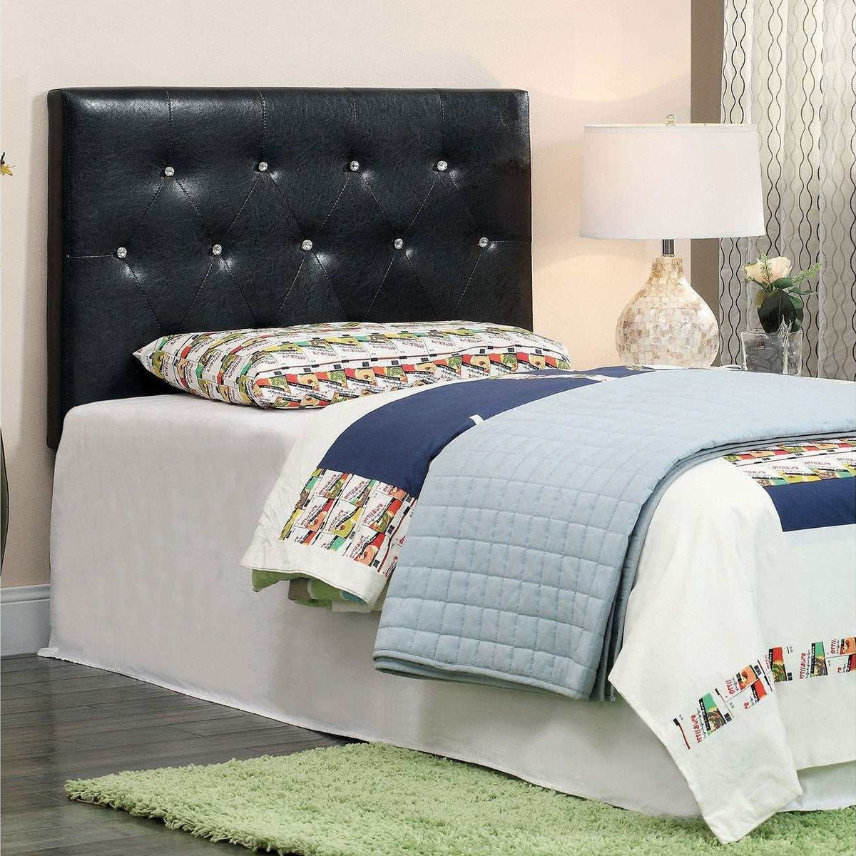Furniture of America Velen Black Twin Headboard | Ornate Home