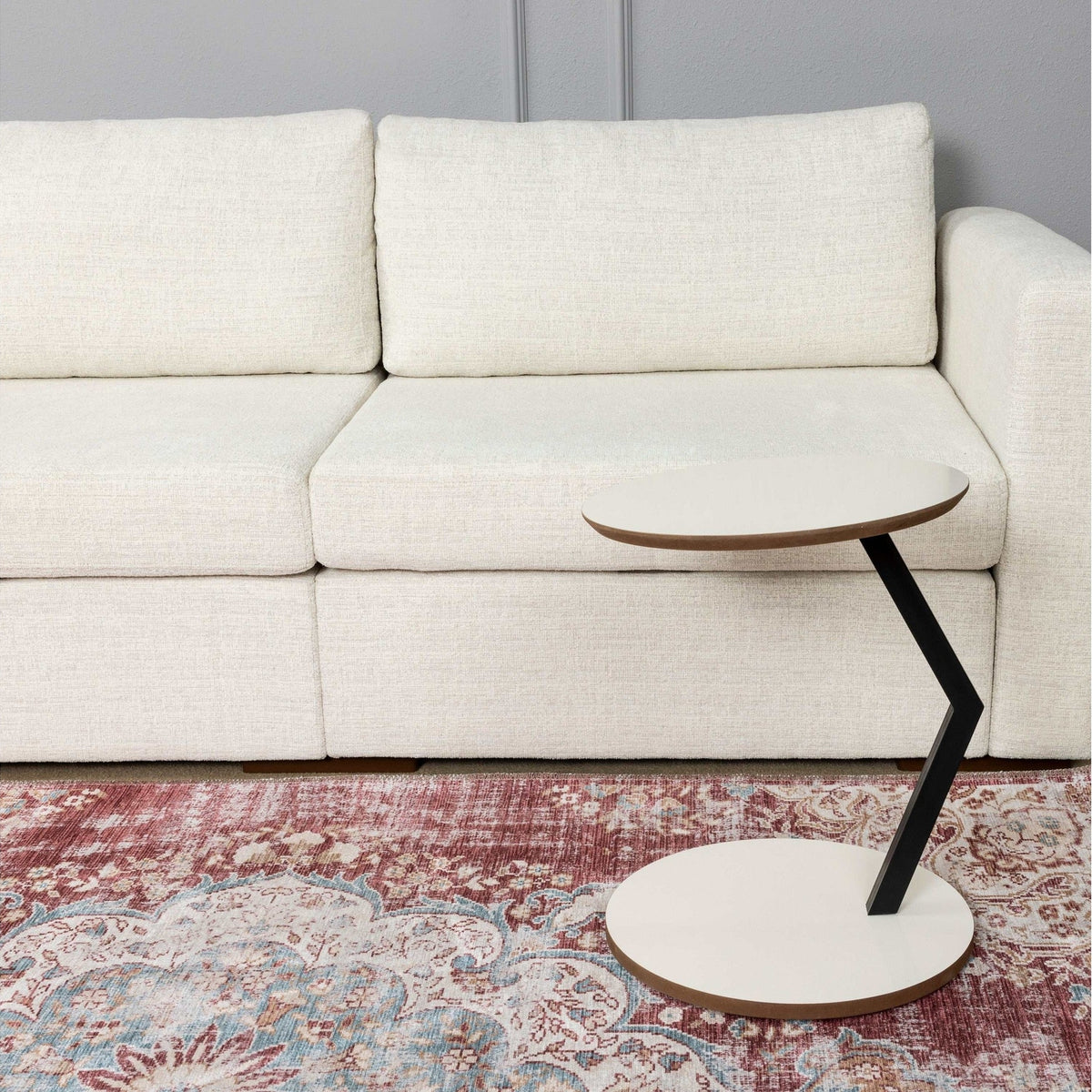 Zoey White Round Snack Table w/ Casters | Ornate Home