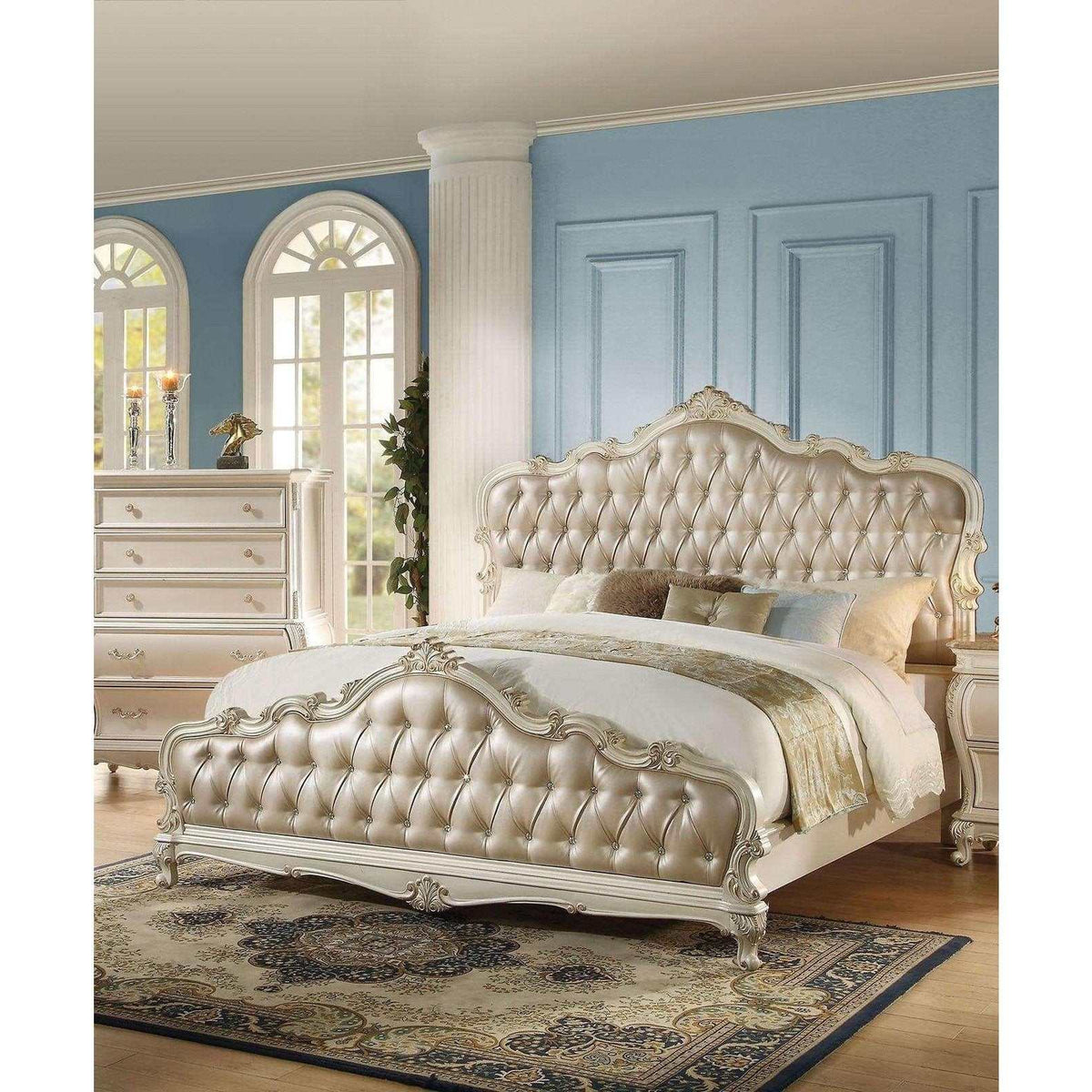 Chantelle Pearl White Queen Bed | Ornate Home